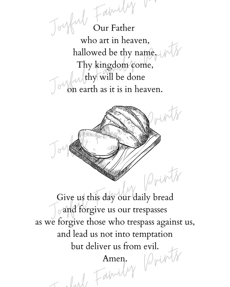 Rosary Prayers Collection Wall Art Printable Our Father Hail Mary Glory ...