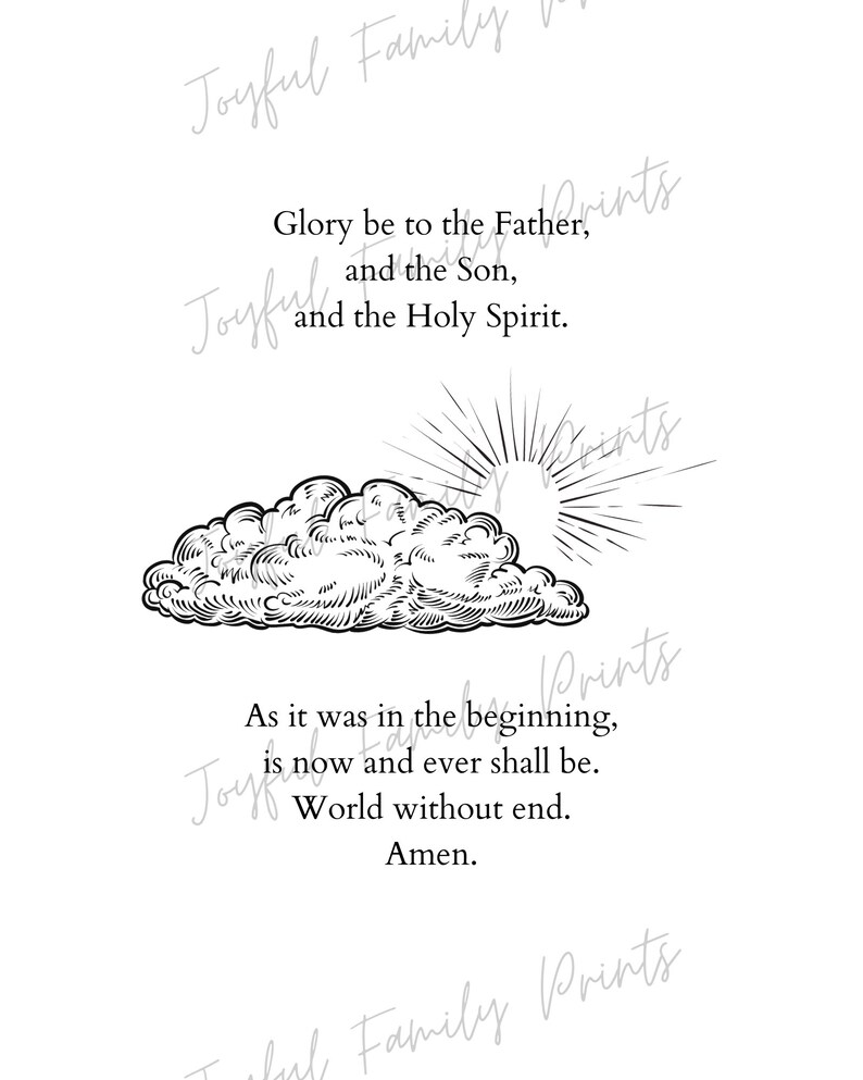 Rosary Prayers Collection Wall Art Printable Our Father Hail Mary Glory ...