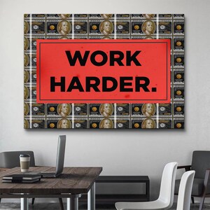Work Hard Motivational Wall Art for Office Decor Hustle Hard Print ...