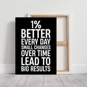 1% Better Every Day Canvas Motivational Wall Art for Office Decor ...
