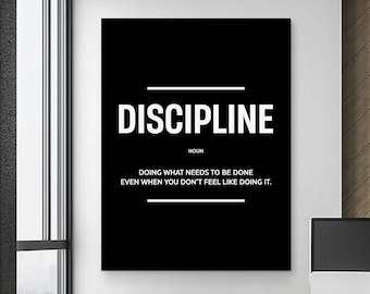 DISCIPLINE Quote Definition Wall Art Entrepreneur Motivational Office ...