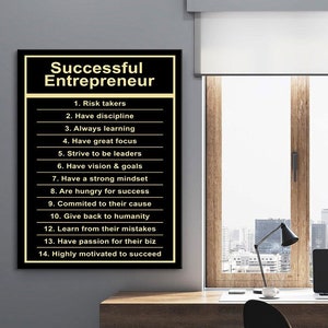 Entrepreneur Canvas Inspirational Wall Art for Office Decor Success ...