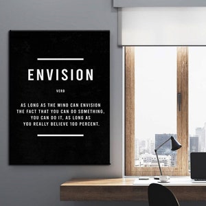 Envision Noun Definition Office Wall Art Inspirational Word Canvas ...
