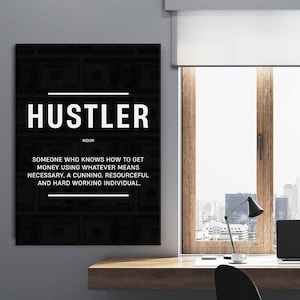 Hustler Wall Art Inspirational Canvas for Office Decor Hustle Quotes ...
