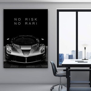 No Risk No Rari Wall Art Motivational Canvas for Office Decor Sport Car ...