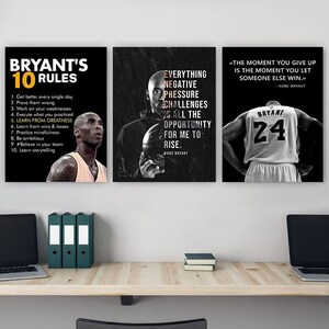 3 Piece Kobe Bryant Wall Art Motivational Basketball Poster Kobe Bryant ...
