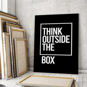 Think Outside the Box Poster Inspirational Wall Art Workspace Decor ...