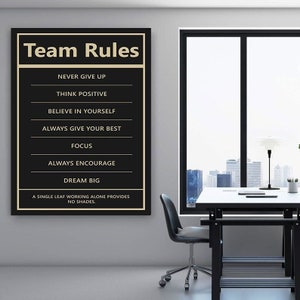 Team Rules Wall Art Modern Office Decor Leadership Quote Print ...