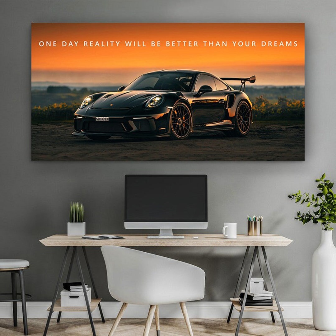 Motivational Quote Porsche Wall Art for Office Decor Landscape Canvas ...
