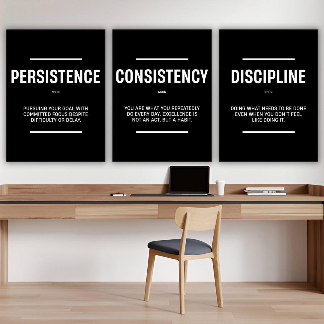 Motivational Bundle Wall Art for Office Decor Consistency Definition ...