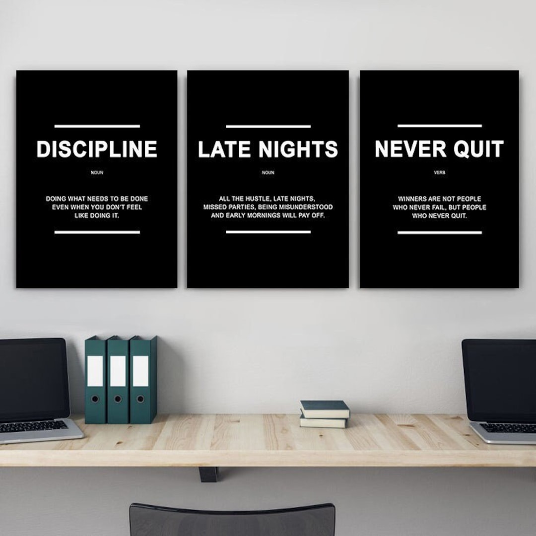 3 Piece Motivational Wall Art Office Decor Bundle Print Black - Etsy