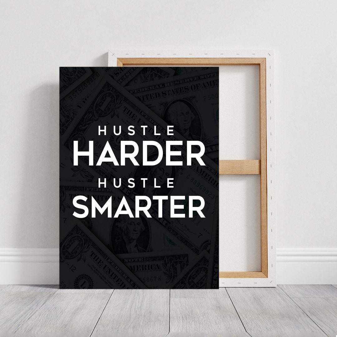 Hustle Harder Canvas Motivational Quotes Poster for Workspace Art Decor ...