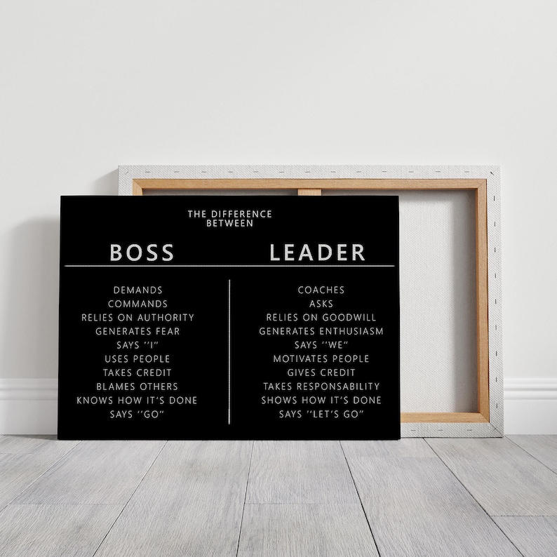 The Difference Between Boss Leader Wall Art Office Decor Motivational ...