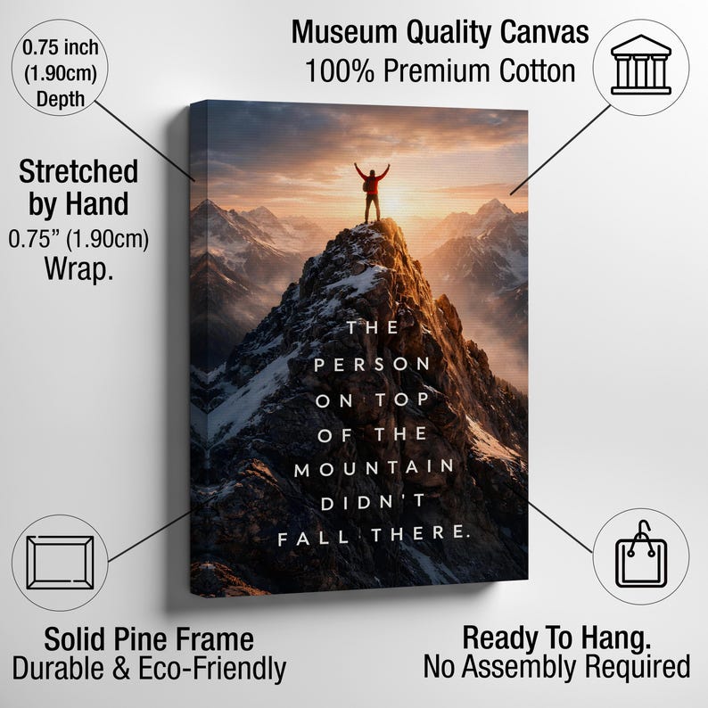 Motivational Mountain Wall Art Canvas for Entrepreneur Office Decor ...