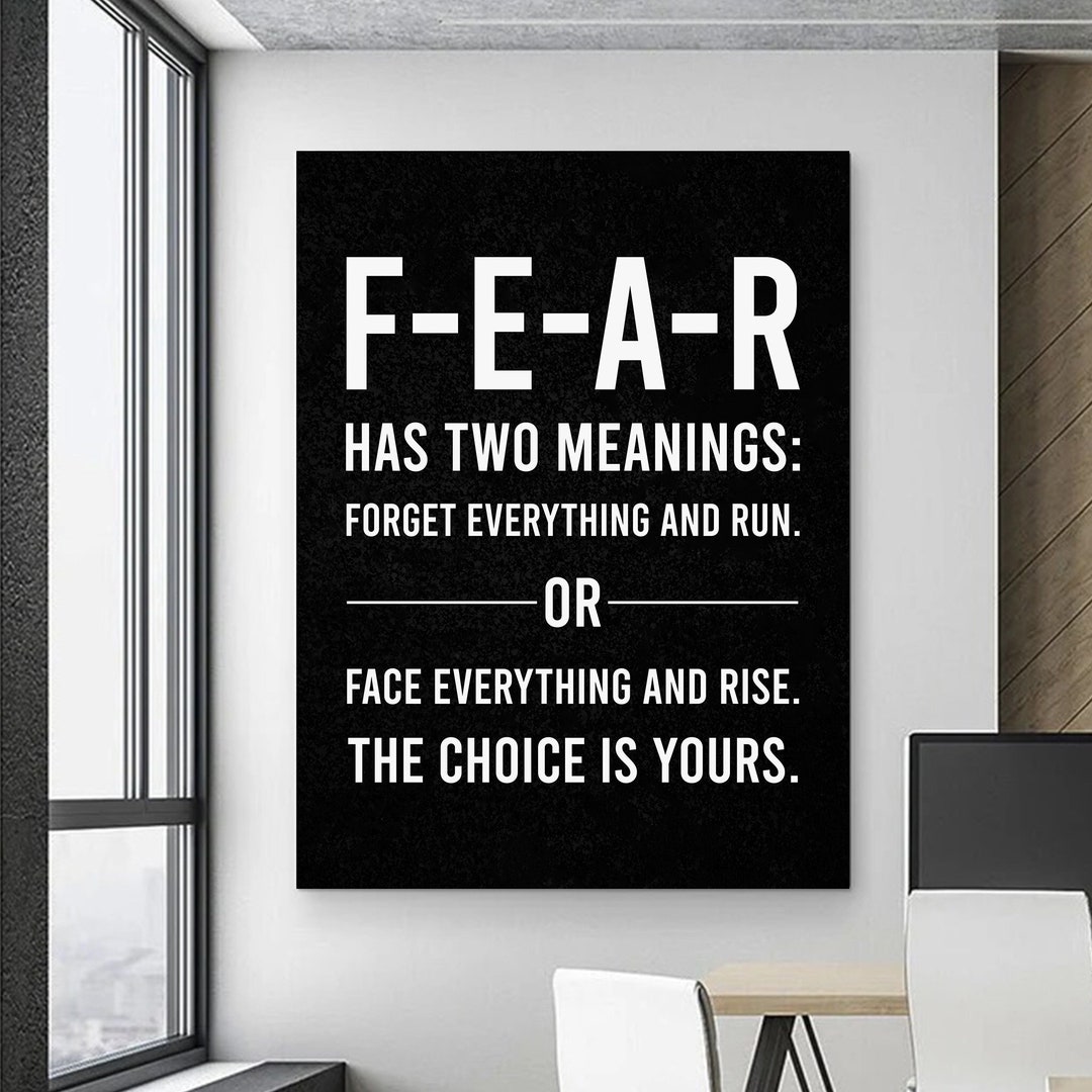 Fear Quote Motivational Wall Art Entrepreneur Home Office Decor Be ...