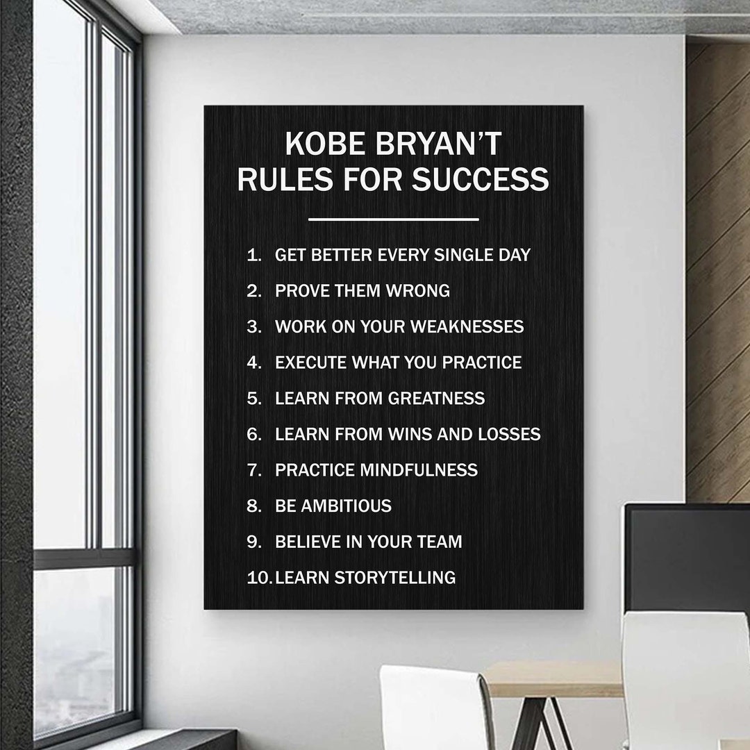 Kobe Bryant Rules of Success Poster Motivational Canvas for Boys Room ...