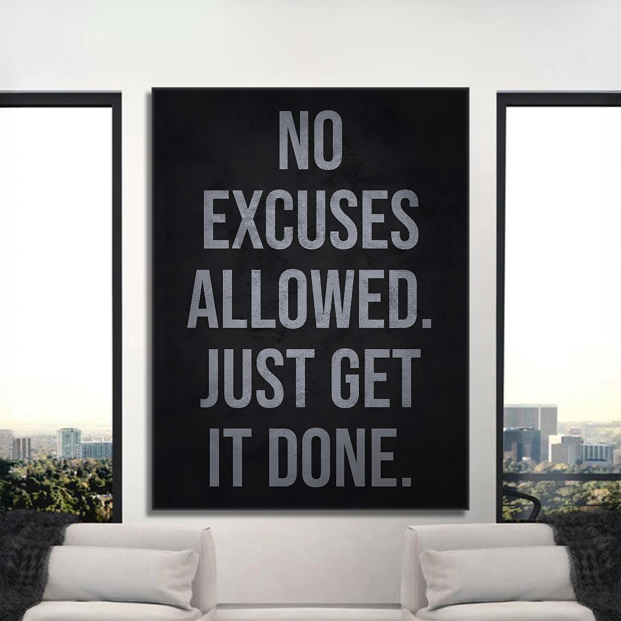 No Excuses Home Gym Wall Art, Motivational Quotes Canvas Prints ...