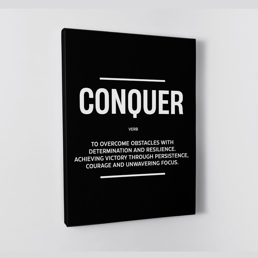 Conquer Poster Motivational Canvas Prints for Office Wall Decor Conquer ...