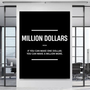 Million Dollars Poster Motivational Definition Canvas for Office Wall ...