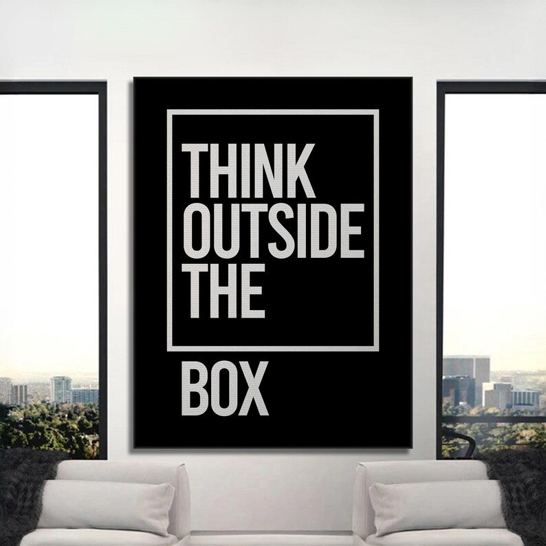 Think Outside the Box Canvas Print, Inspirational Quote Wall Art for ...