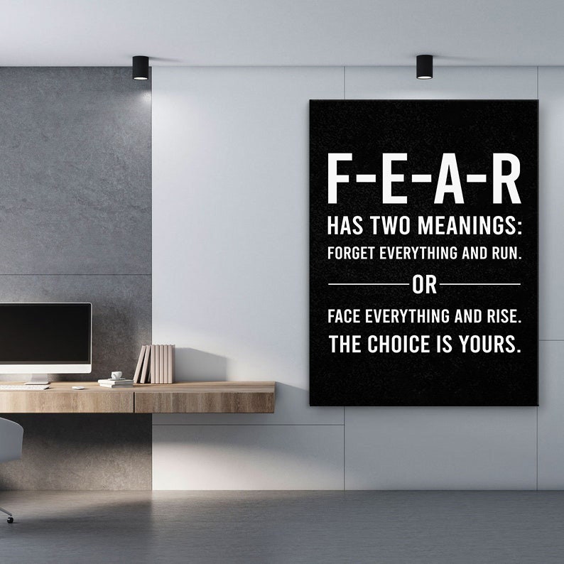 Fear Definition Poster Motivational Wall Art for Office Decor Success ...