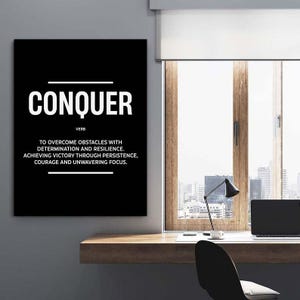 Conquer Poster Motivational Canvas Prints for Office Wall Decor Conquer ...
