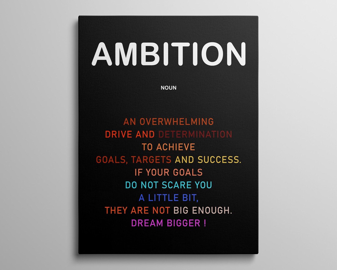 Ambition Canvas Prints Inspirational Sign for Home Office Wall Art ...