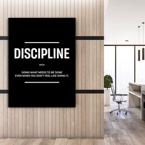 Discipline Poster Definition Print Motivational Canvas for Workspace ...