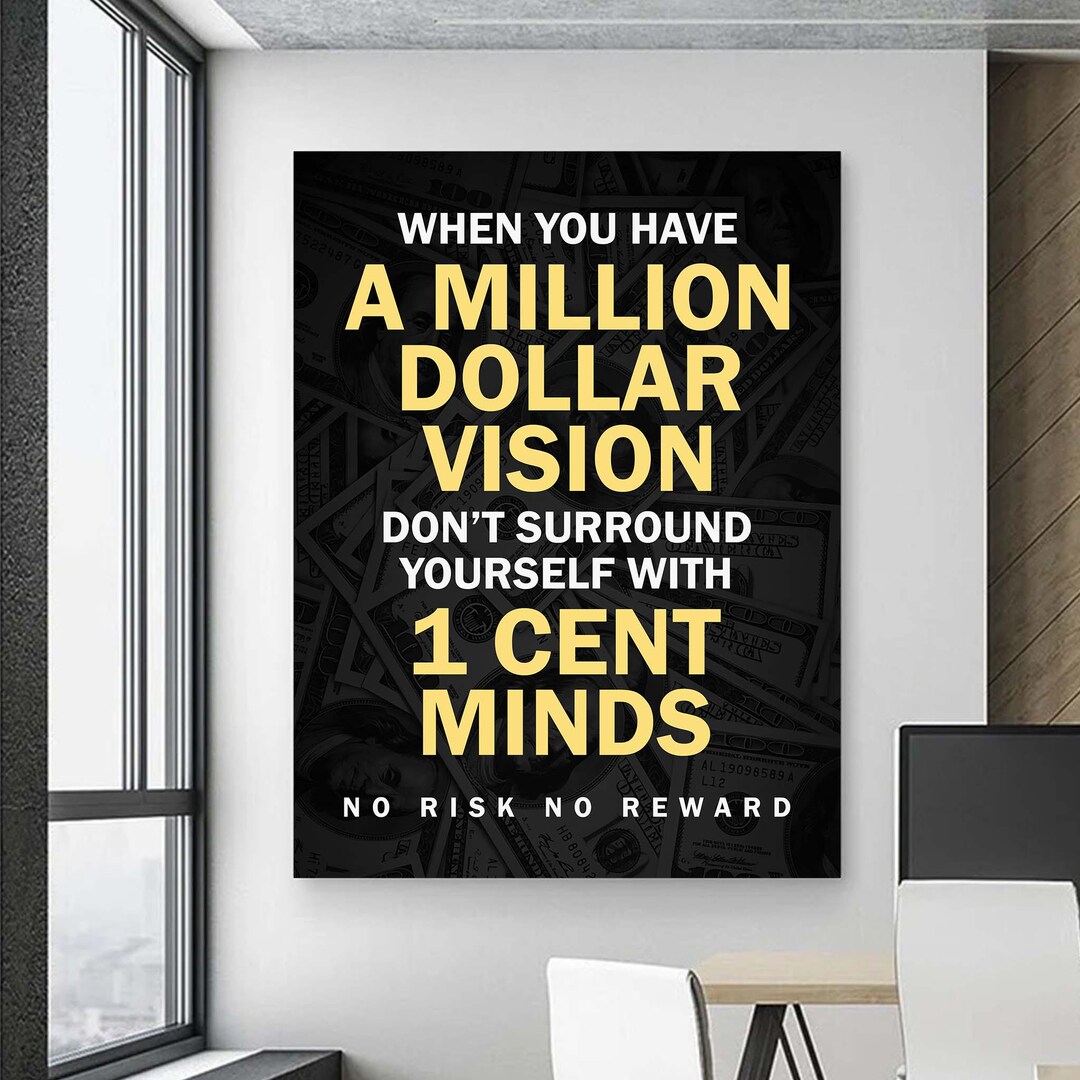 A Million Dollar Wall Art Money Motivational Canvas for Office Decor ...