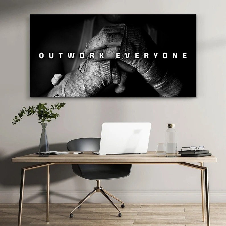 Outwork Everyone Motivational Quotes Wall Art Boxing Canvas Gym Wall ...