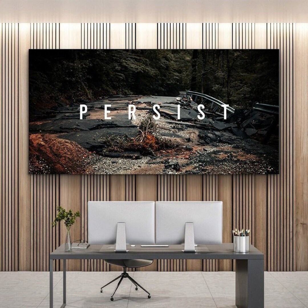 Persist Motivational Wall Art Entrepreneur Home Office Decor Landscape ...