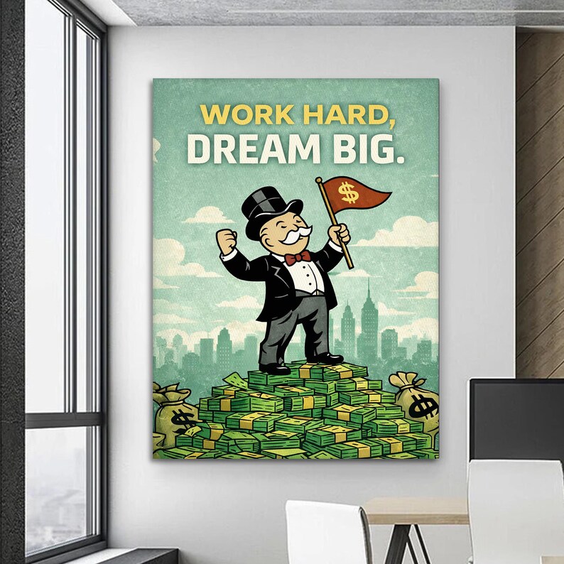 Work Hard Dream Big Canvas - Motivational Entrepreneur Office Wall Art ...