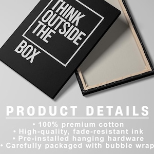 Think Outside the Box Poster Inspirational Wall Art Home Office Quote ...