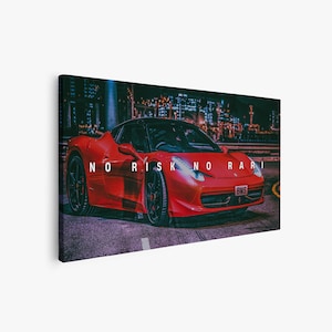 No Risk No Rari Wall Art Red Ferrari Poster Modern Office Wall Art ...