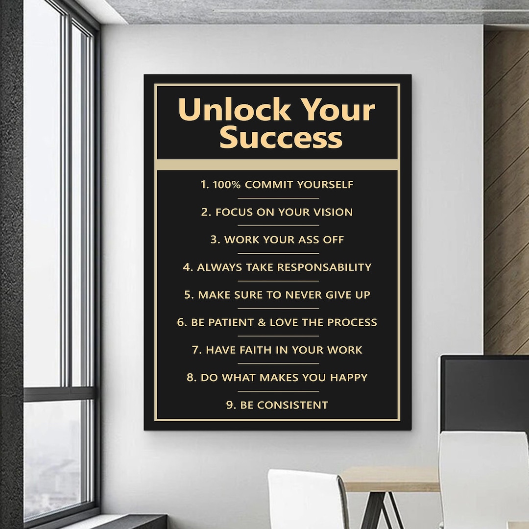 Success Rules Poster Motivational Wall Art for Office Decor Success Mindset Canvas Entrepreneur ...