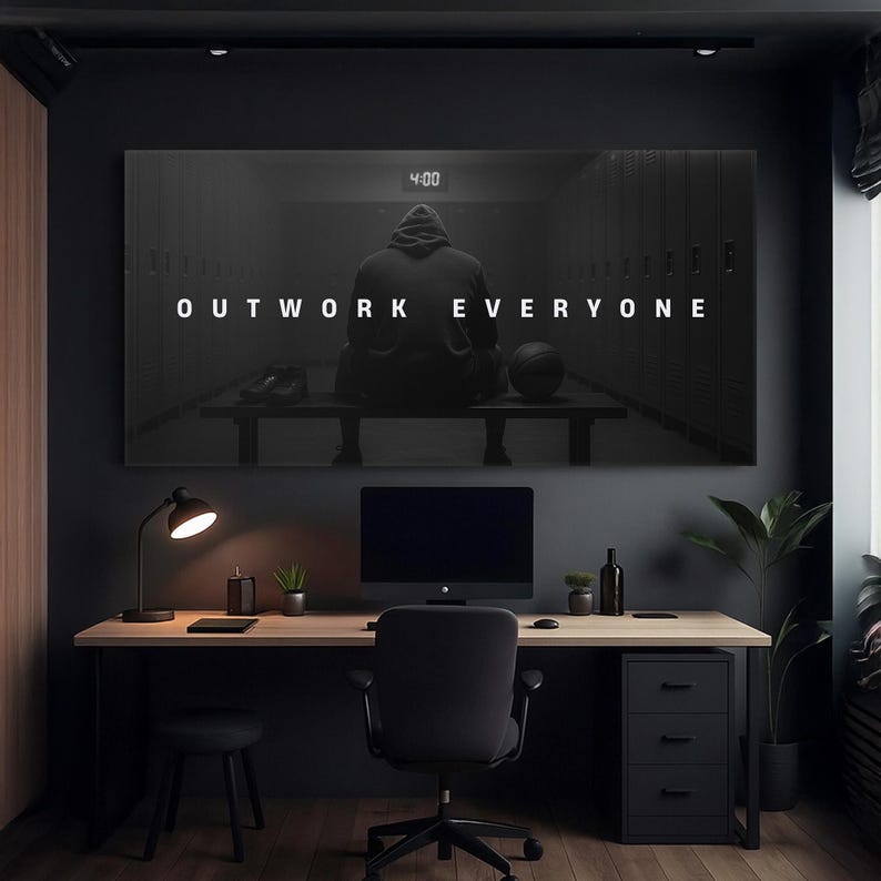Outwork Everyone Motivational Basketball Wall Art for Teen Boys Room ...