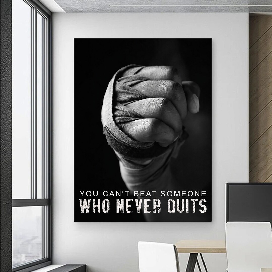Never Quits Poster Motivational Quotes Wall Art Success Canvas Prints ...