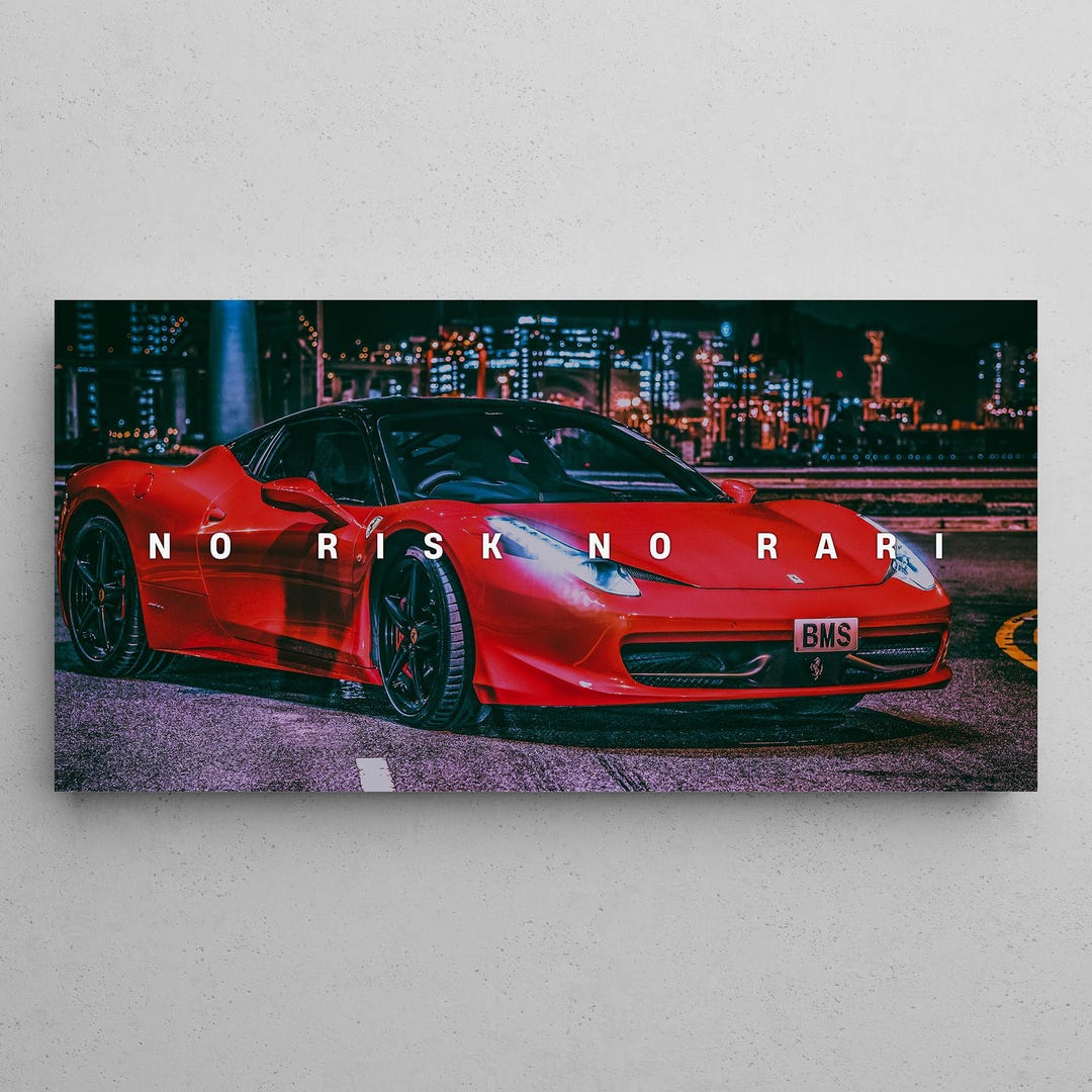 No Risk No Rari Wall Art Motivational Ferrari Poster Cars Lover Gifts ...