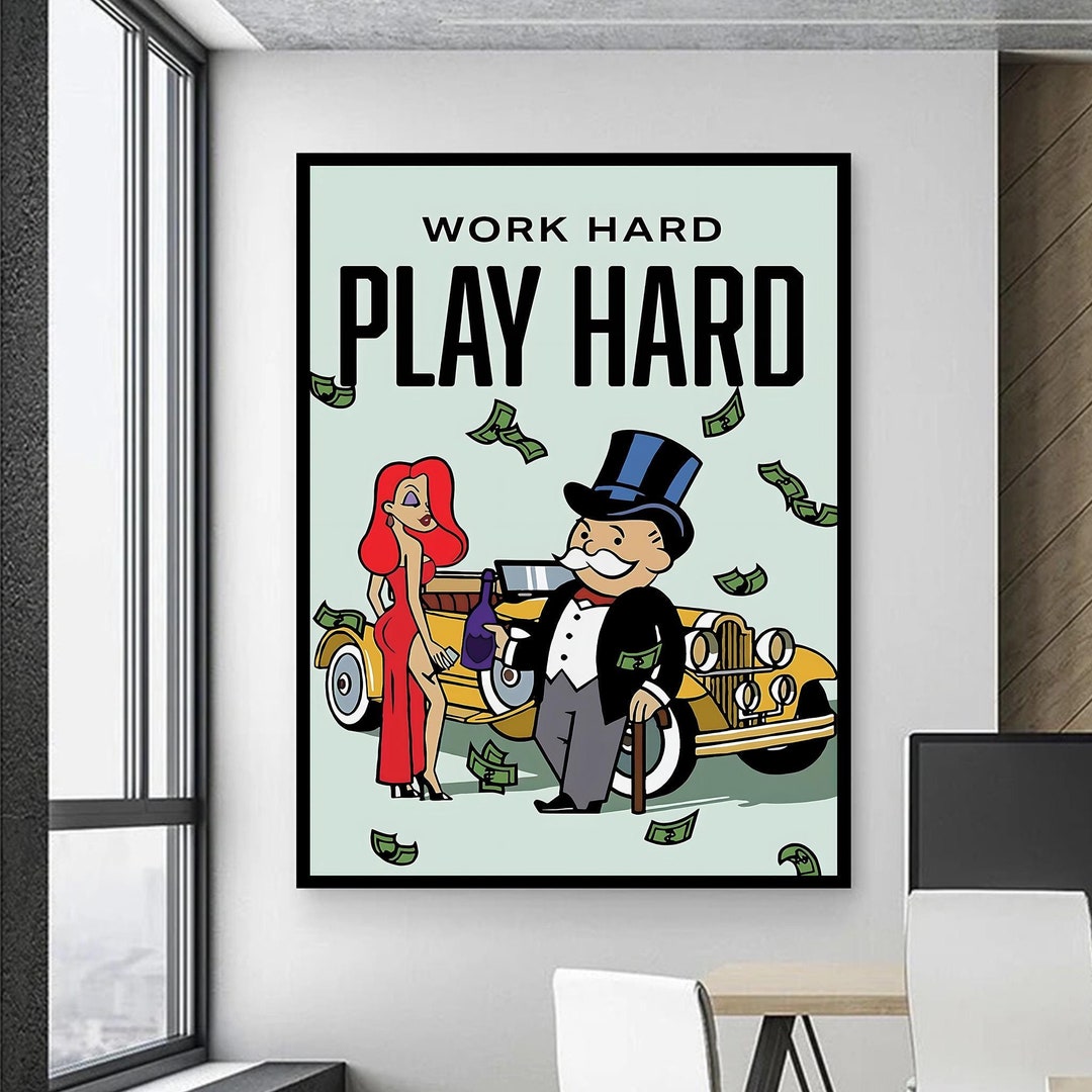 Work Hard Canvas Motivational Wall Art for Workspace Decor Money Art ...