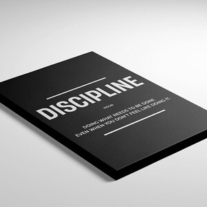 Discipline Poster Definition Print Motivational Canvas for Workspace ...
