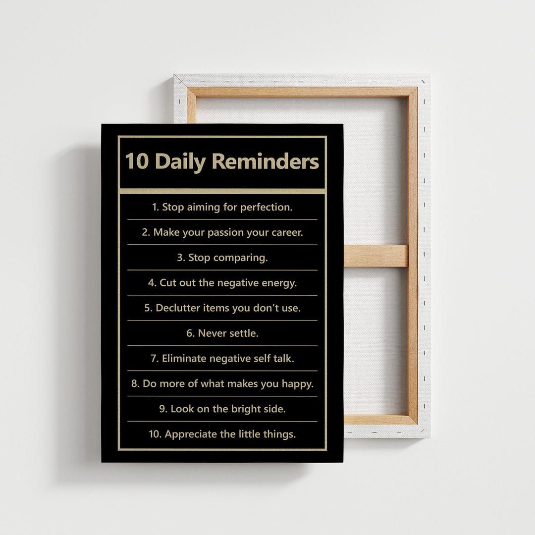 10 Daily Reminders Poster Inspirational Office Wall Art Inspiring Sign ...