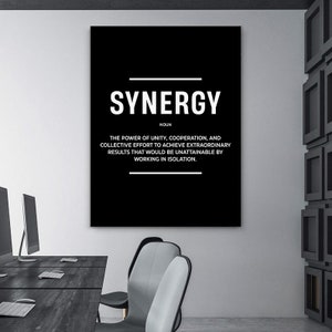 Synergy Definition Office Decor Teamwork Canvas Motivational Wall Art ...