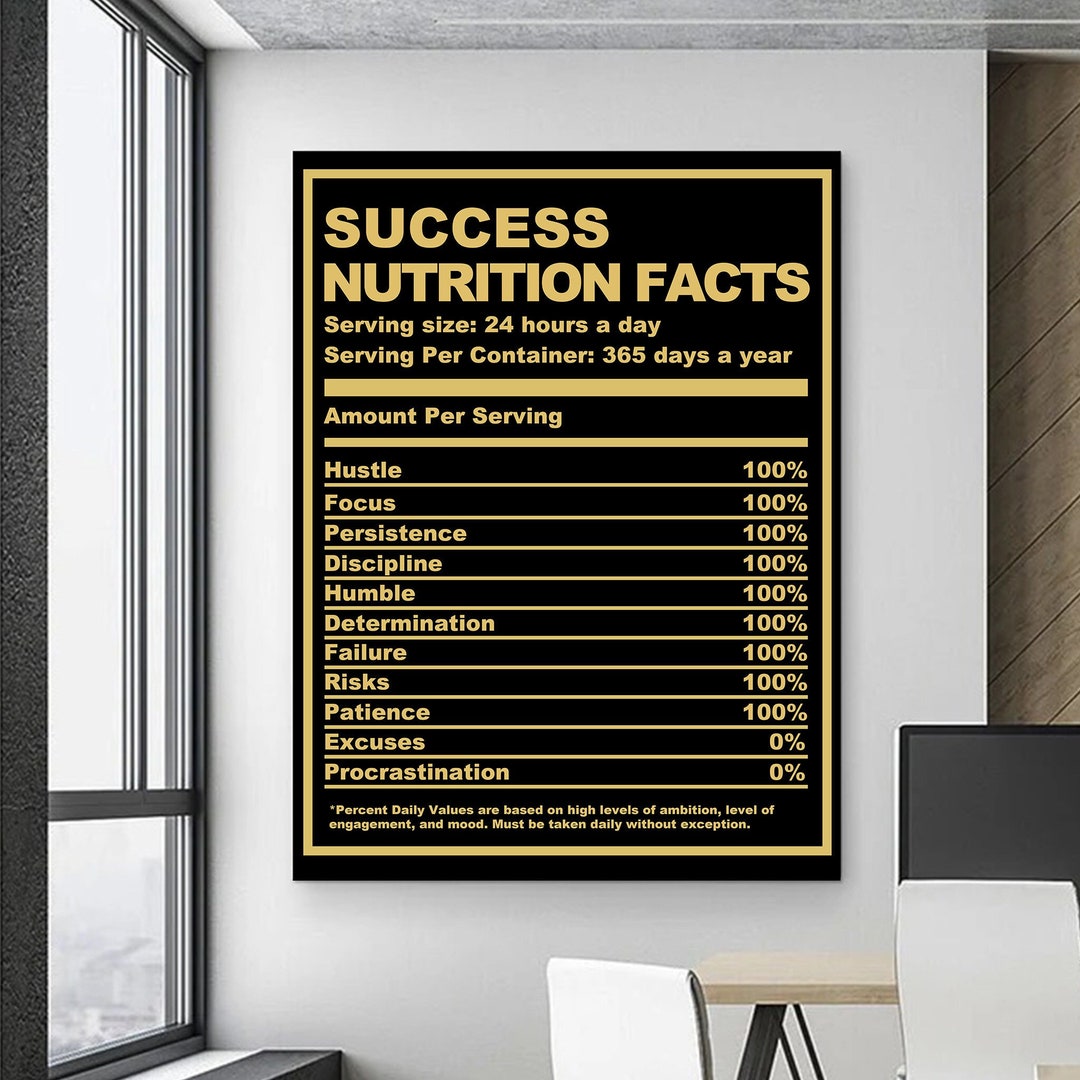 Success Nutrition Facts Inspirational Wall Art for Office Decor Gift ...