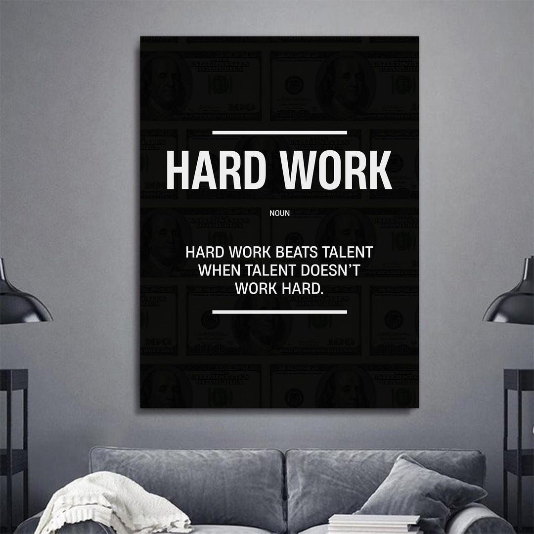 Hard Work Poster Motivational Quotes Wall Art for Office Decor ...