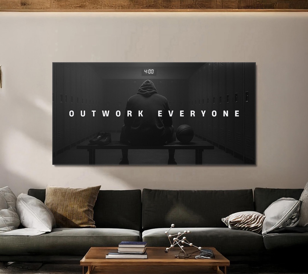 Outwork Everyone Motivational Basketball Wall Art for Teen Boys Room ...