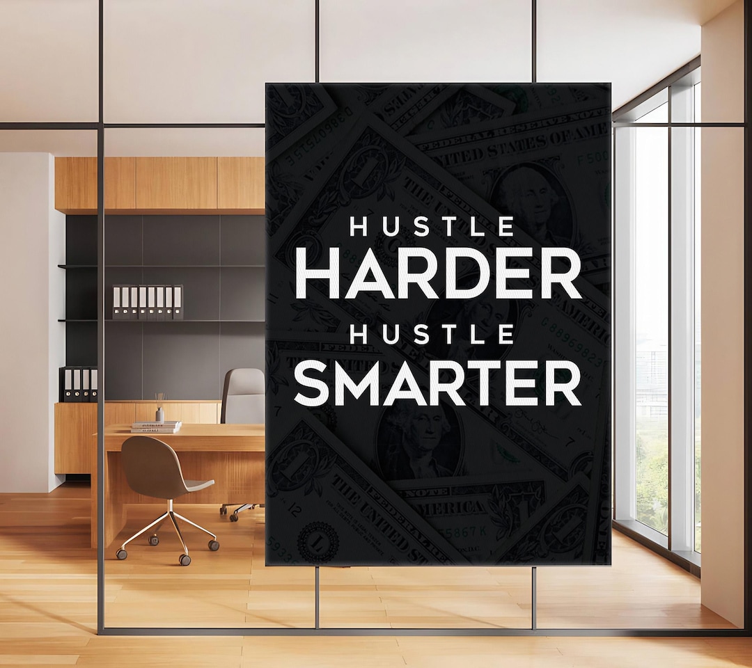 Hustle Harder Quote Poster Motivational Canvas for Home Office Wall Art ...