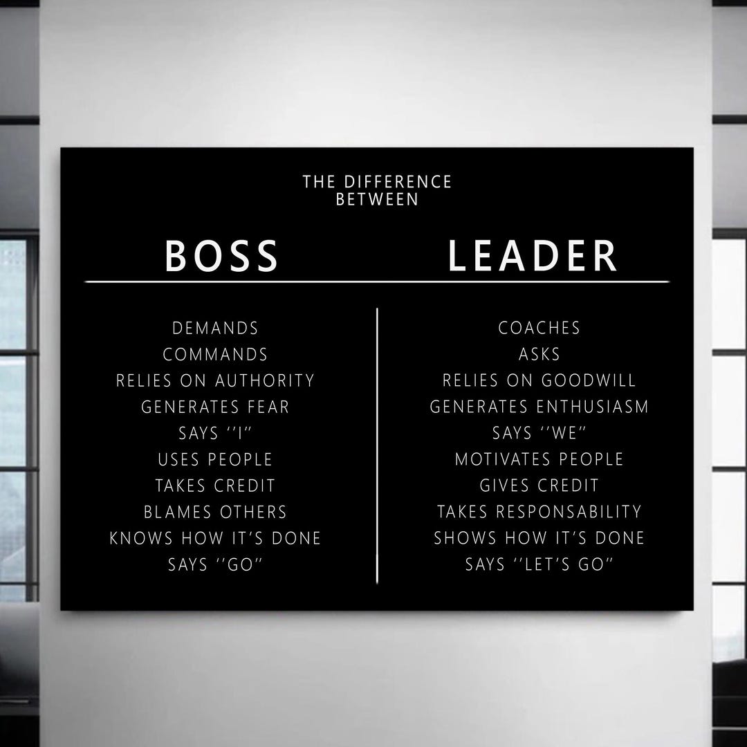 The Difference Between Boss Leader Wall Art Office Decor Motivational ...