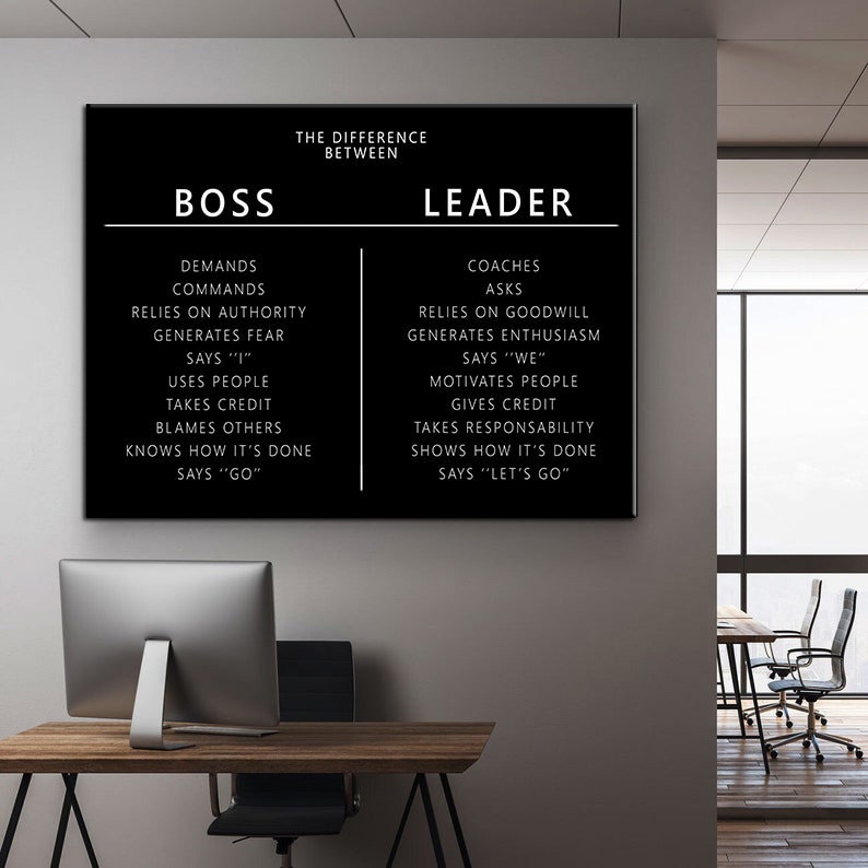 The Difference Between Boss Leader Wall Art Office Decor Motivational ...