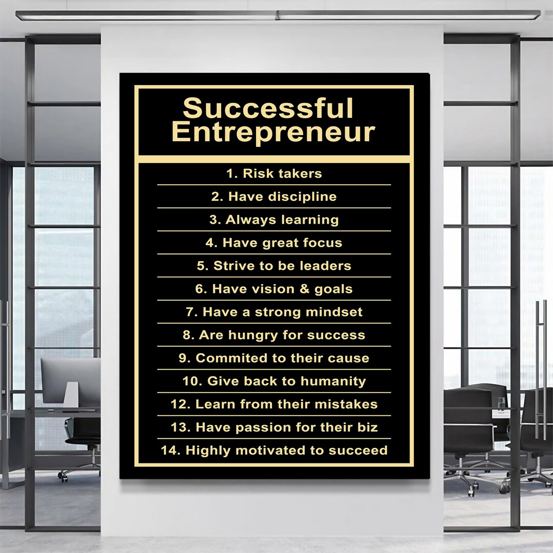 Entrepreneur Canvas Inspirational Wall Art for Office Decor Success ...