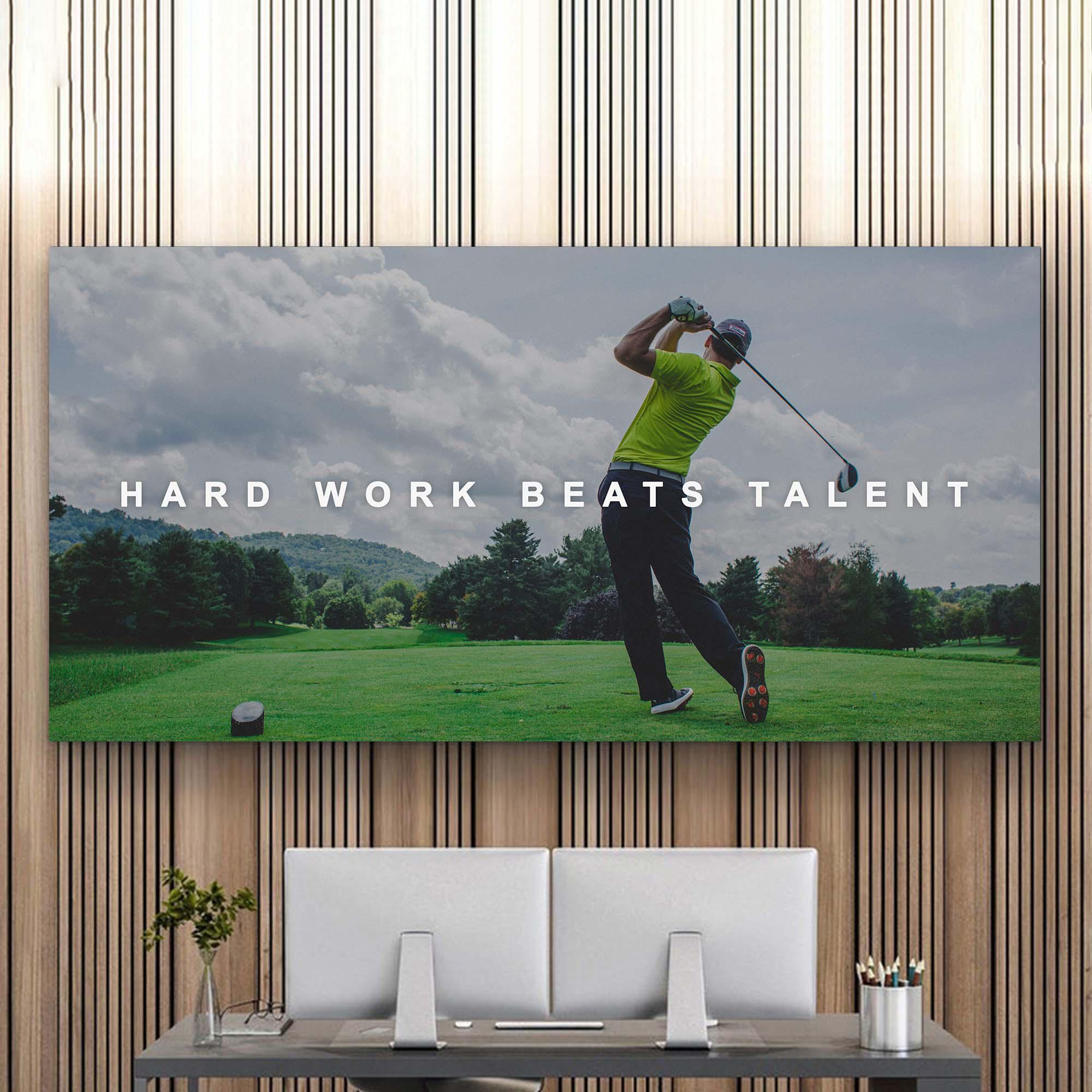Golf Motivational Wall Art Hard Work Beats Talent Quote Poster for ...
